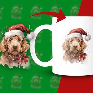 Goldendoodle Gifts Digital Clip Art Festive Pup in Santa Hat Celebrate ...
