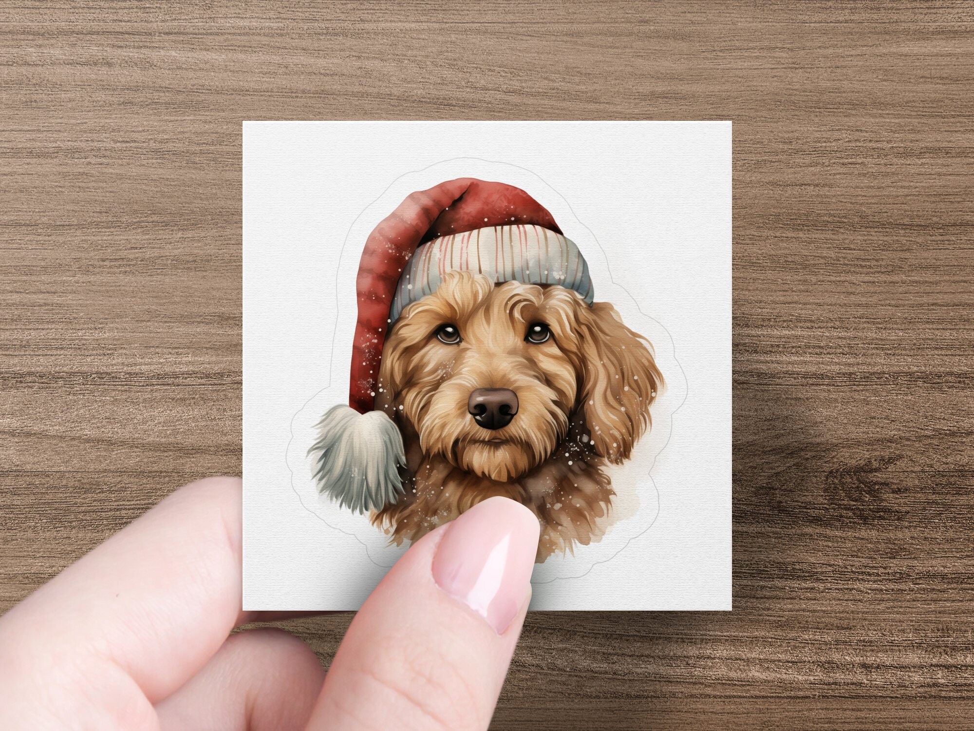 Goldendoodles Digital Clip Art of Festive Pup in Santa Hat - Etsy