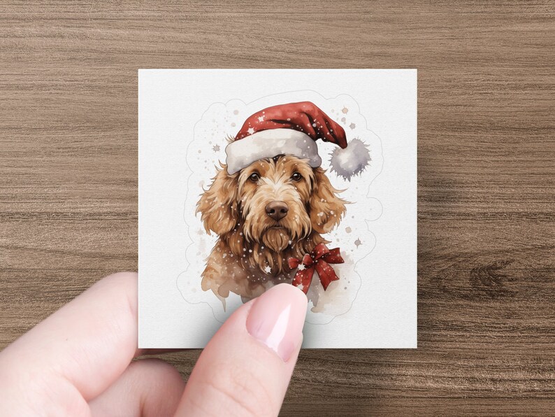 Goldendoodle Gifts Digital Clip Art Festive Pup in Santa Hat Celebrate ...