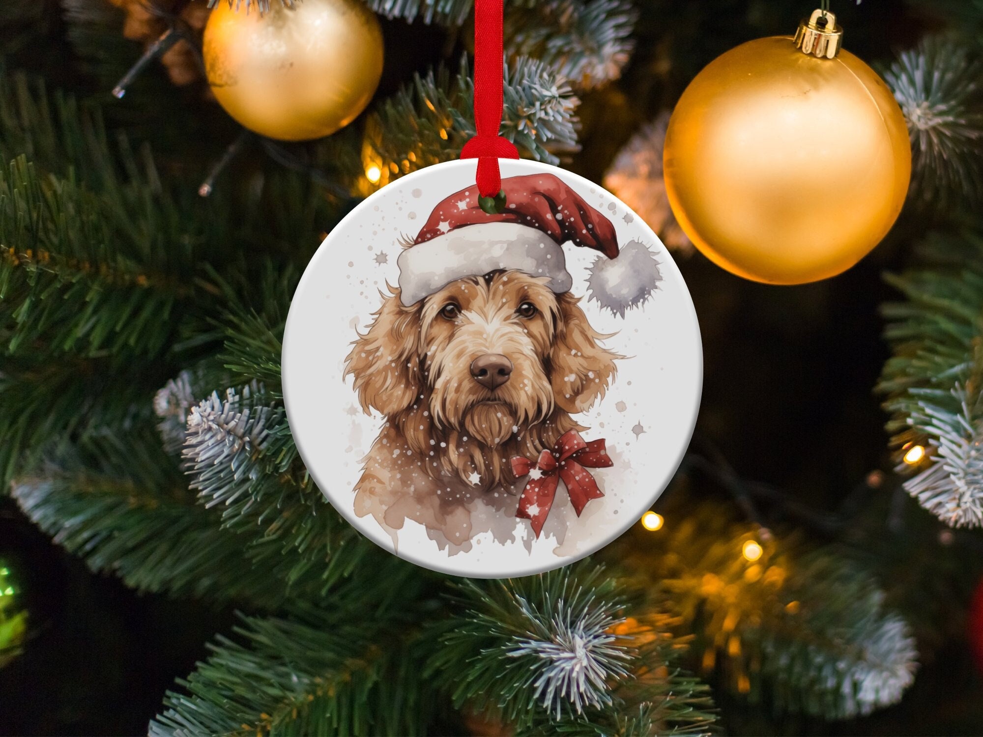 Goldendoodle Gifts Digital Clip Art Festive Pup in Santa Hat Celebrate ...
