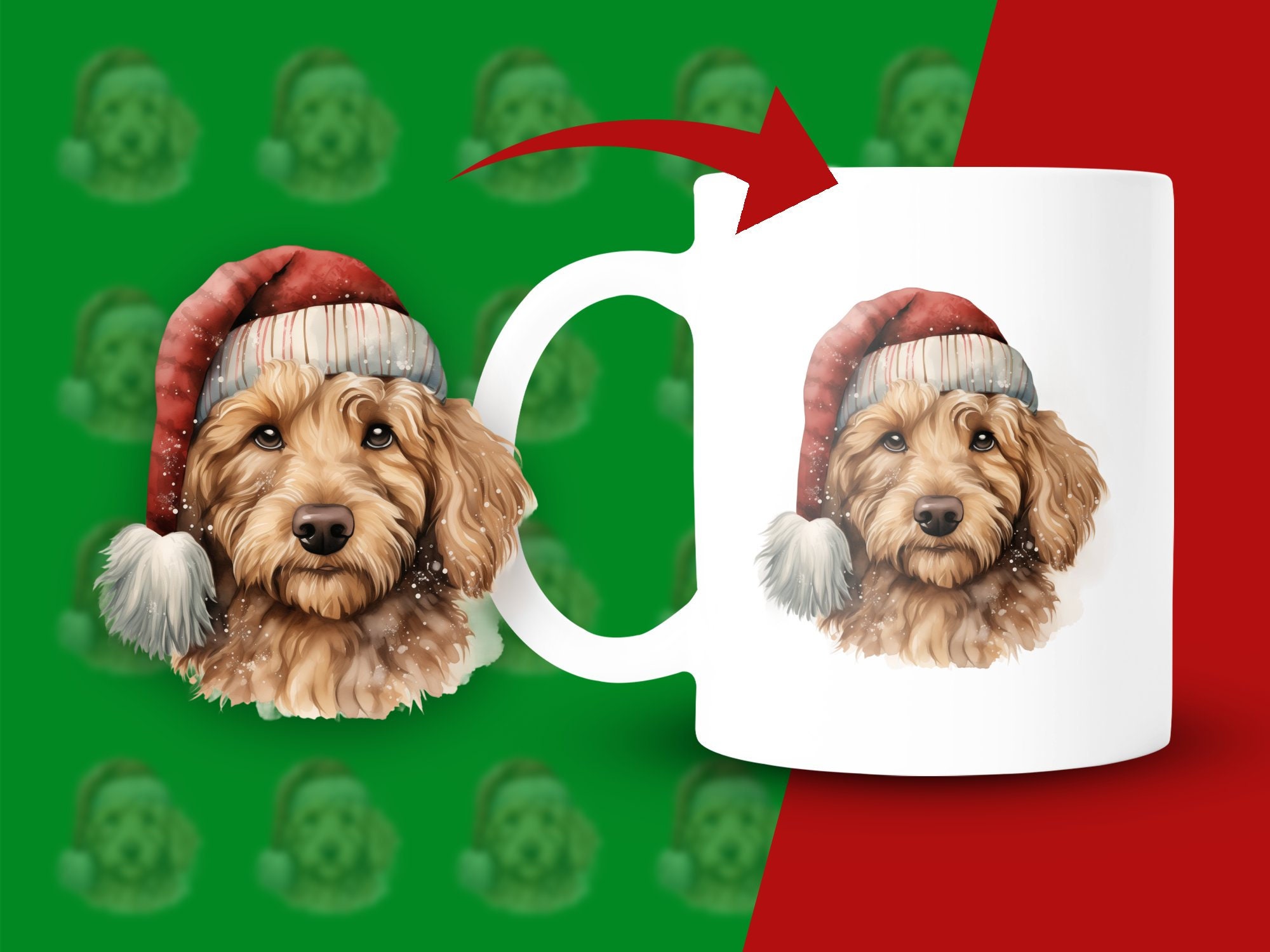 Goldendoodles Digital Clip Art of Festive Pup in Santa Hat - Etsy