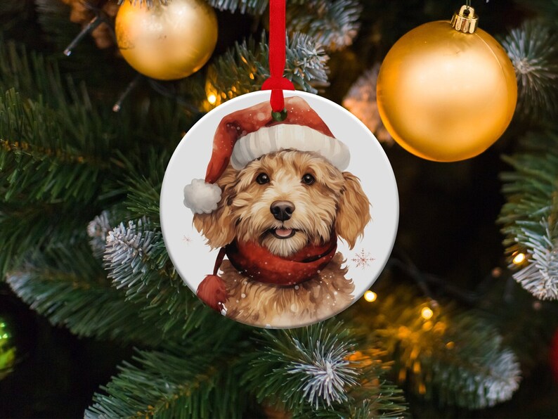 Goldendoodle Gifts Digital Clip Art Festive Pup in Santa Hat Celebrate ...