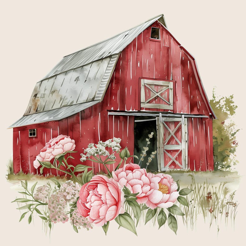 Watercolor Farm Animal Clipart | Rustic Barnyard Animals PNG | Pastel ...