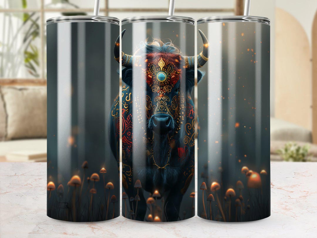 Mystic Bull Tumbler Wrap Digital Design | Sublimation PNG | 20oz Skinny ...