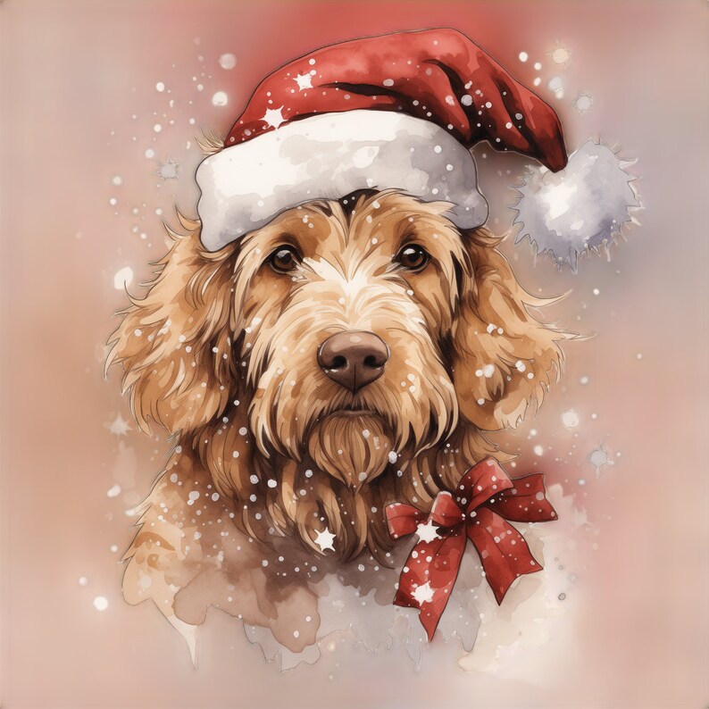 Goldendoodle Gifts Digital Clip Art Festive Pup in Santa Hat Celebrate ...