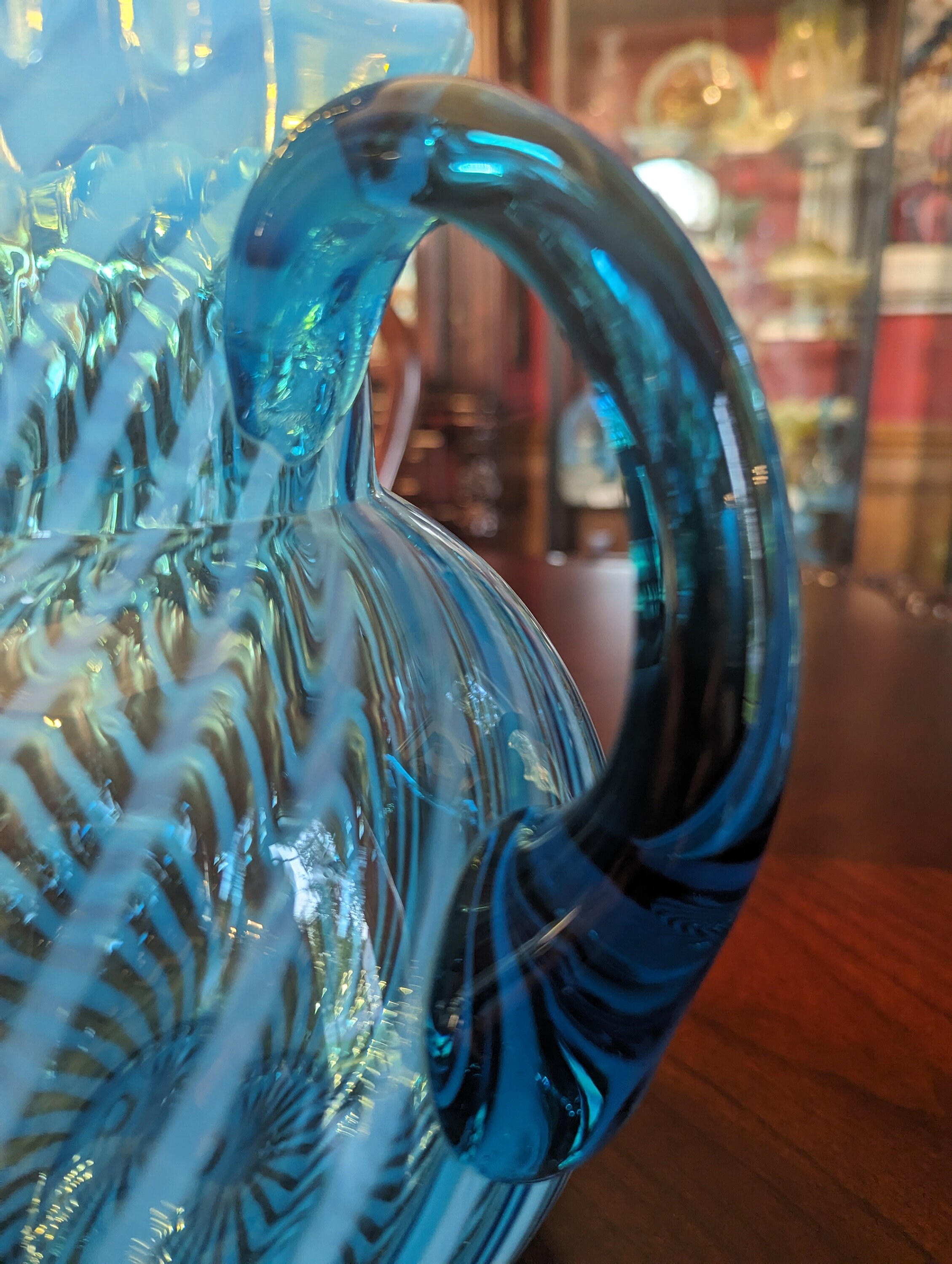 Antique Northwood Ball Shape Swirl Pitcher W/4 Tumblers in Blue ...