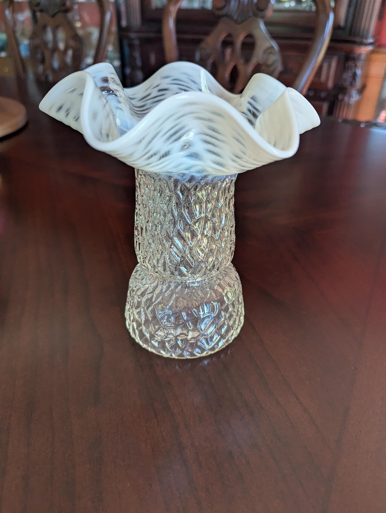 Antique Dugan Tree of Life Vase in White Opalescent Glass - Etsy