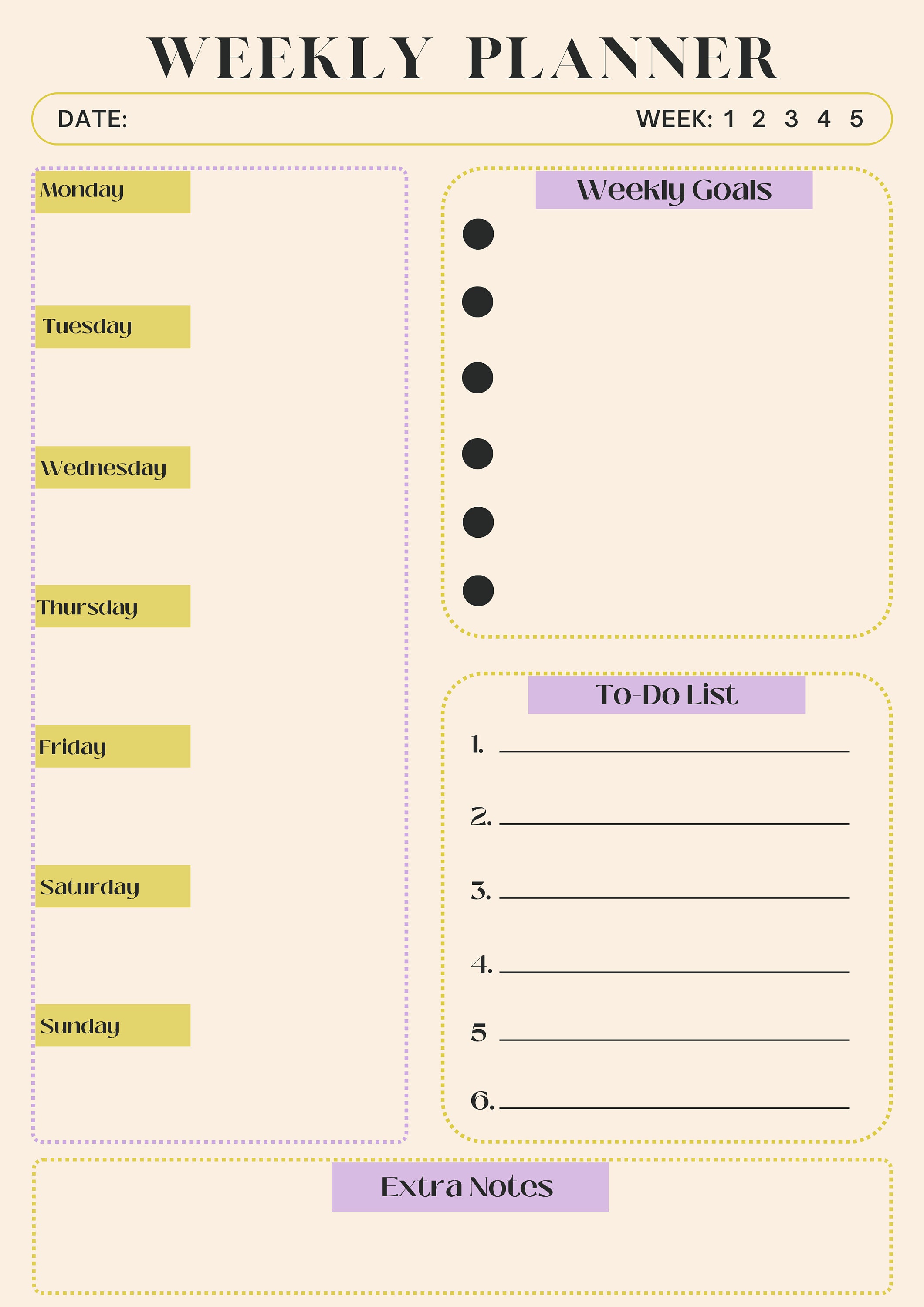 Weekly Planner Template for iPad - Etsy