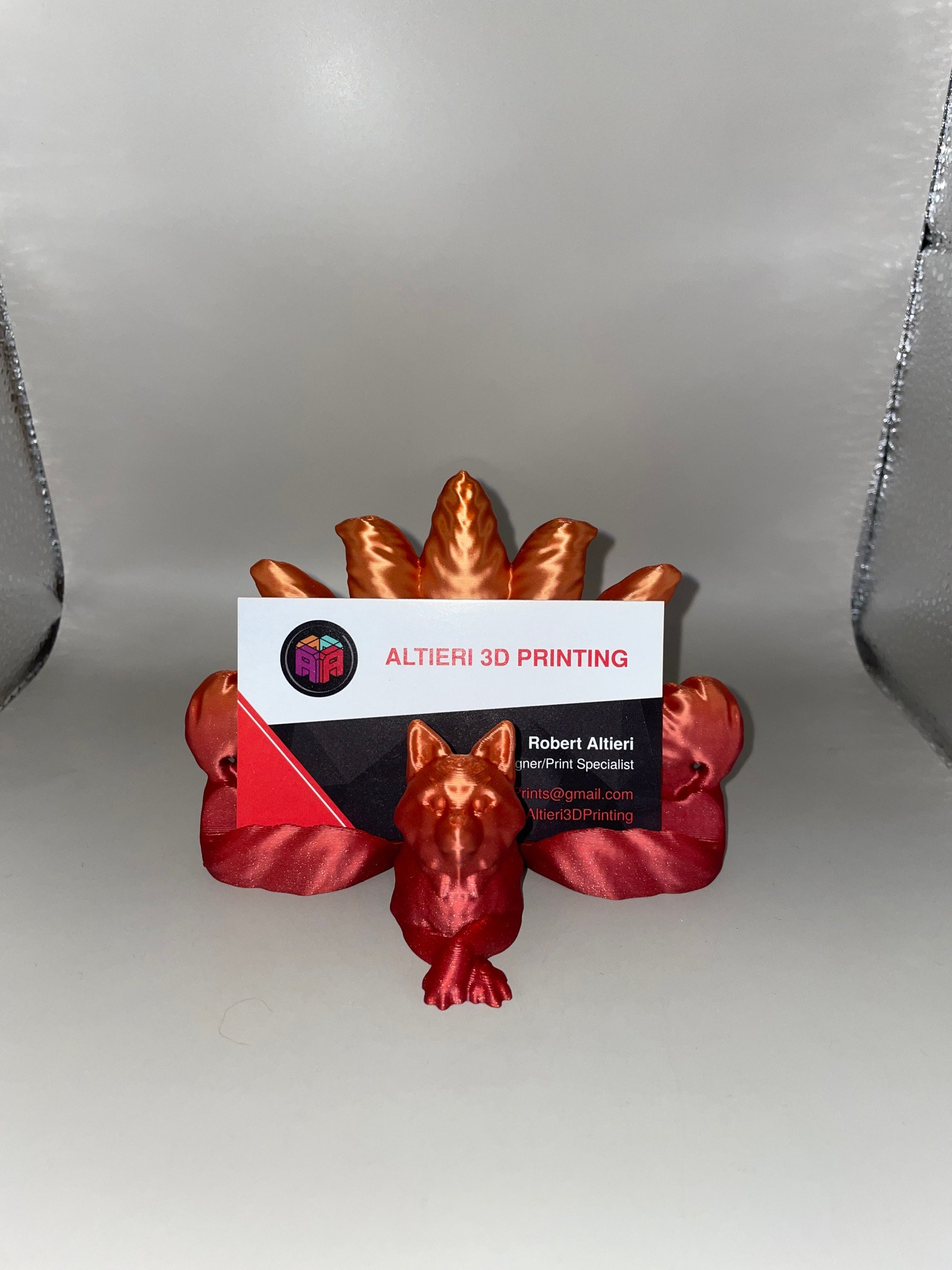 Kitsune Fox Business Card Stand Holder 3D Printed Office Decor ...