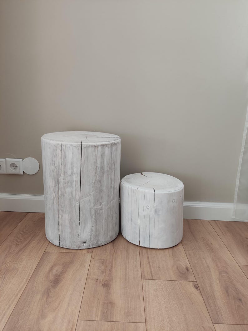 Rustic Tree Trunk Coffee Table, Live Edge Wood Stump Stool, Handmade ...