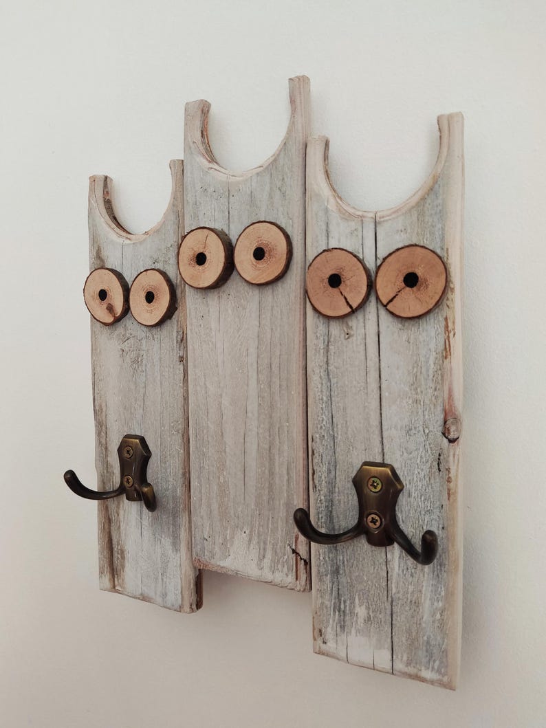Owl Wall Hanger, Rustic Coat Rack, Wooden Wall Hook, Handmade Decor ...