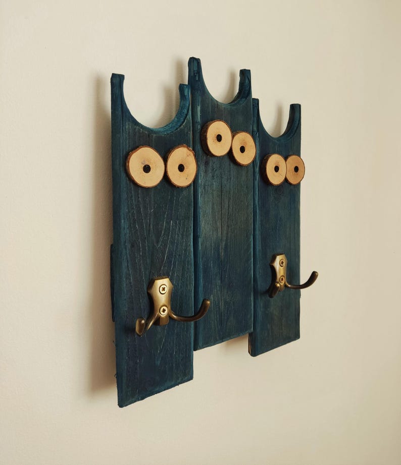 Owl Wall Hanger, Rustic Coat Rack, Wooden Wall Hook, Handmade Decor ...