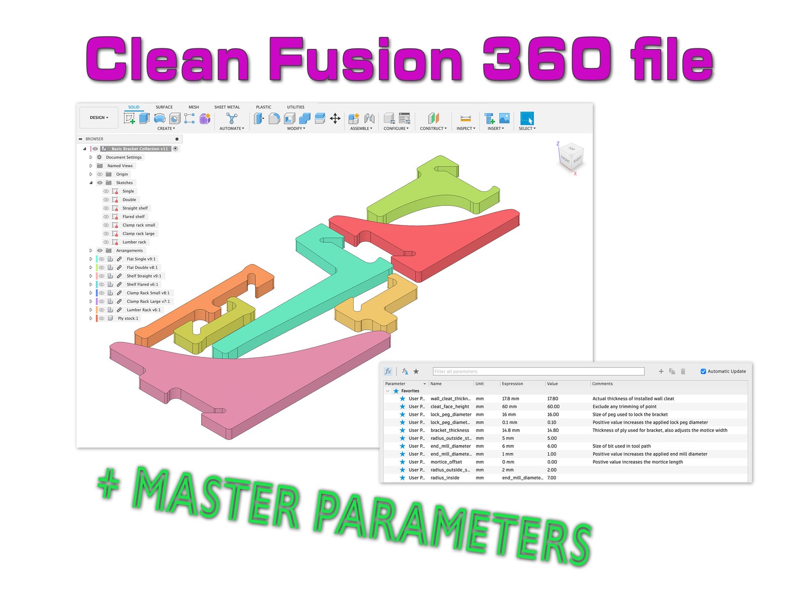 CNC Files Parametric French Cleat Bracket Download Design Configurable ...