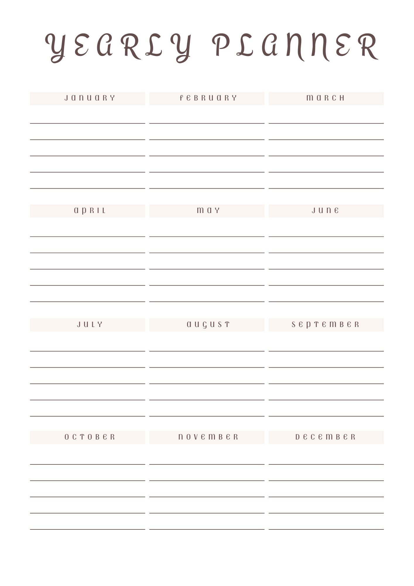 Yearly Planner Goodnotes Template, Undated Yearly Planner, Yearly ...