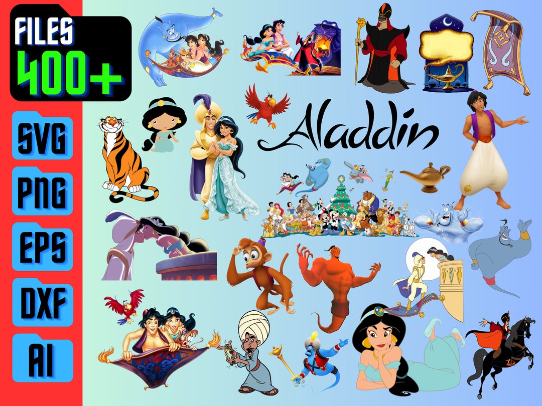 400 Aladdin Files, Svg Bundle , Aladdin Svg, Princess Jasmine , Genie ...