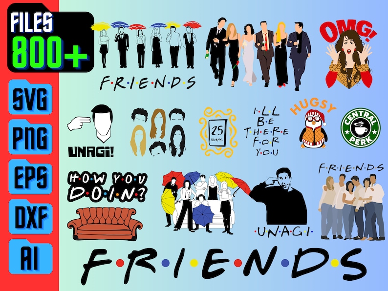 Friends Svg,friends TV Show Bundle, Layered Files,cricut Svg Files,svg Bundle Layered Files ...