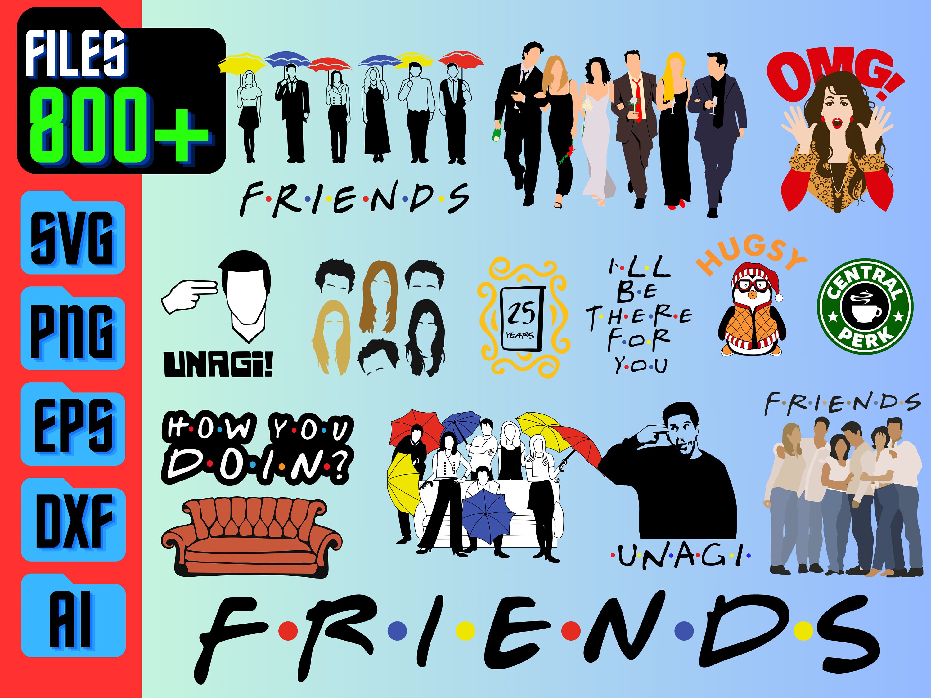 Friends Svg,friends TV Show Bundle, Layered Files,cricut Svg Files,svg Bundle Layered Files ...