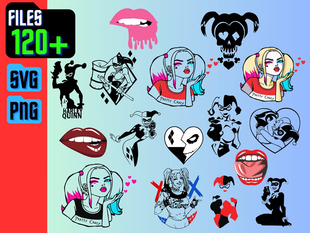 Harley Quinn Svg Harley Quinn Png Harley Quinn Vector Designs Cutfiles Clipart Cricut Png Pdf