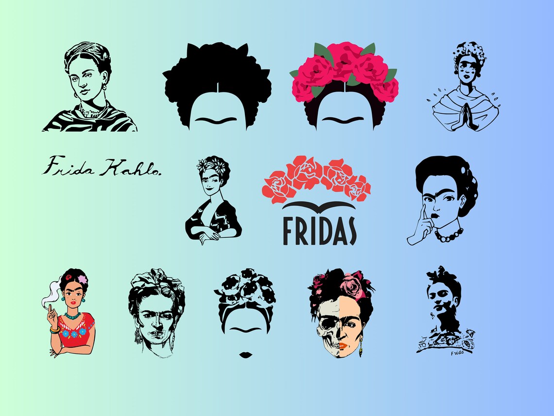 Frida Kahlo Bundle SVG, Frida Kahlo Vector, Frida Kahlo Silhouette ...
