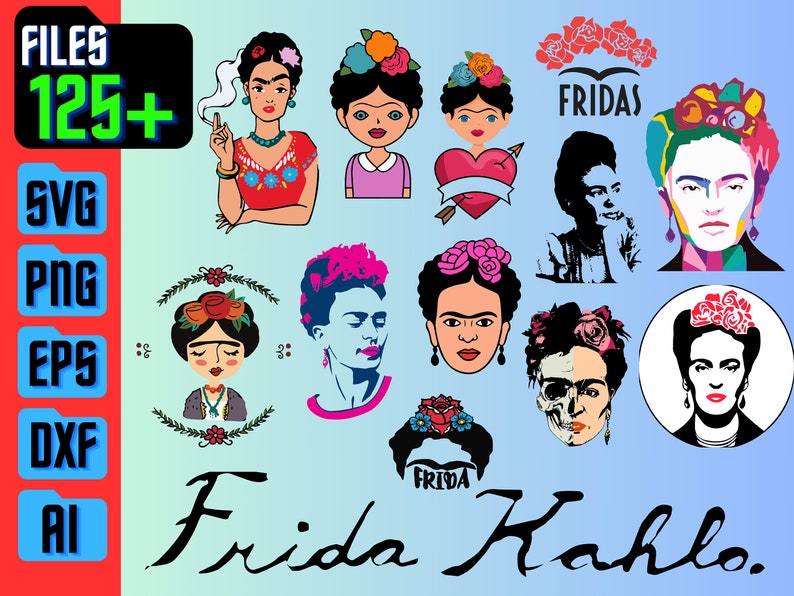Frida Kahlo Bundle SVG, Frida Kahlo Vector, Frida Kahlo Silhouette ...
