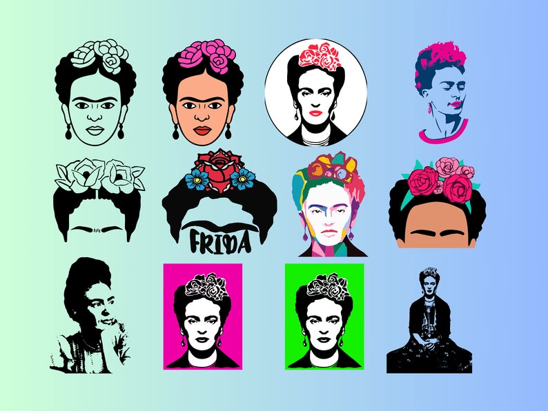 Frida Kahlo Bundle SVG, Frida Kahlo Vector, Frida Kahlo Silhouette ...