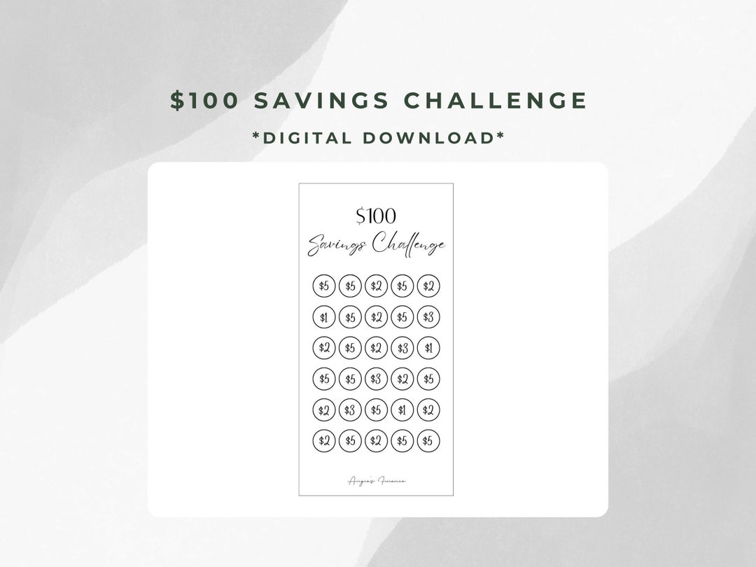 100 Dollar Printable Savings Challenge | Digital Download PDF | A6 Size ...