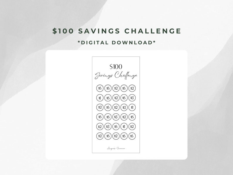 100 Dollar Printable Savings Challenge | Digital Download PDF | A6 Size ...