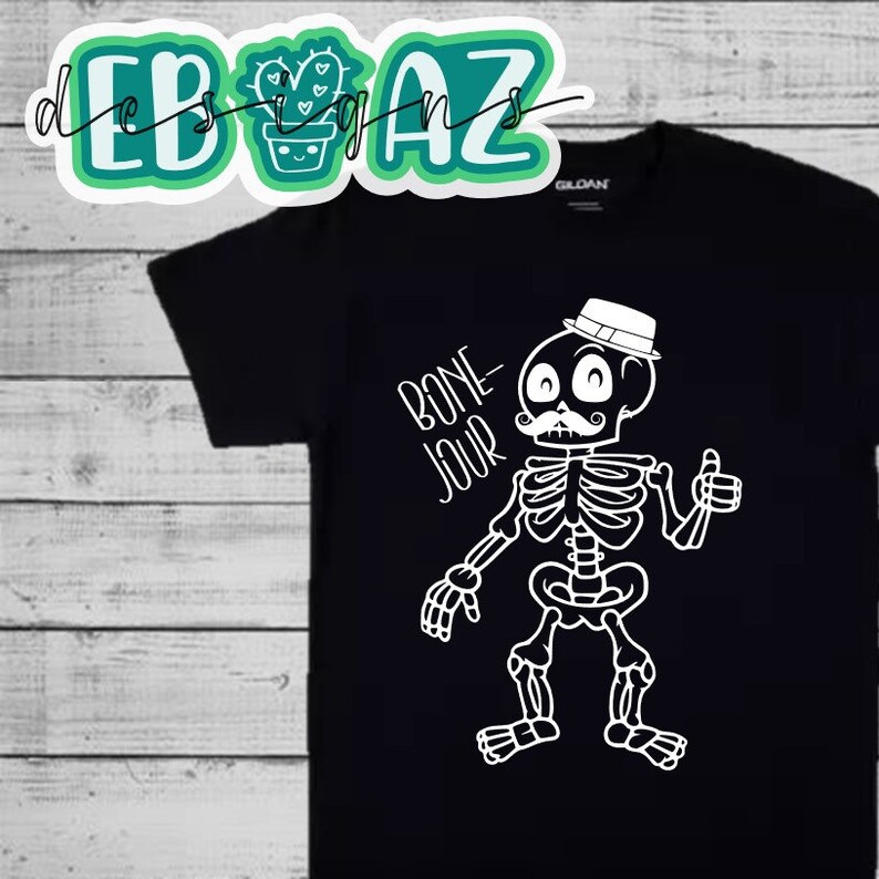 Bone-jour Skeleton SVG, Funny Halloween Clipart (SVG & PNG) - Etsy