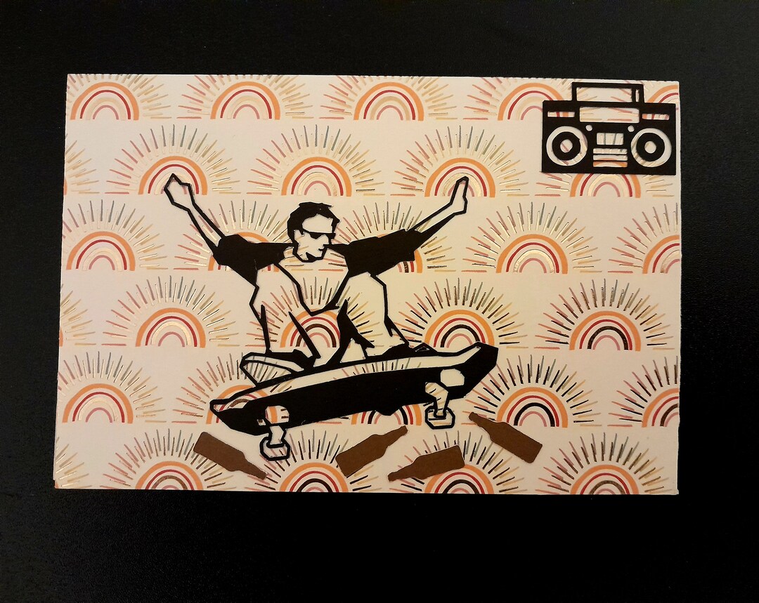 Skateboard Card 40 Oz. to Freedom Set of 4 Blank Notecards. Whimsical ...