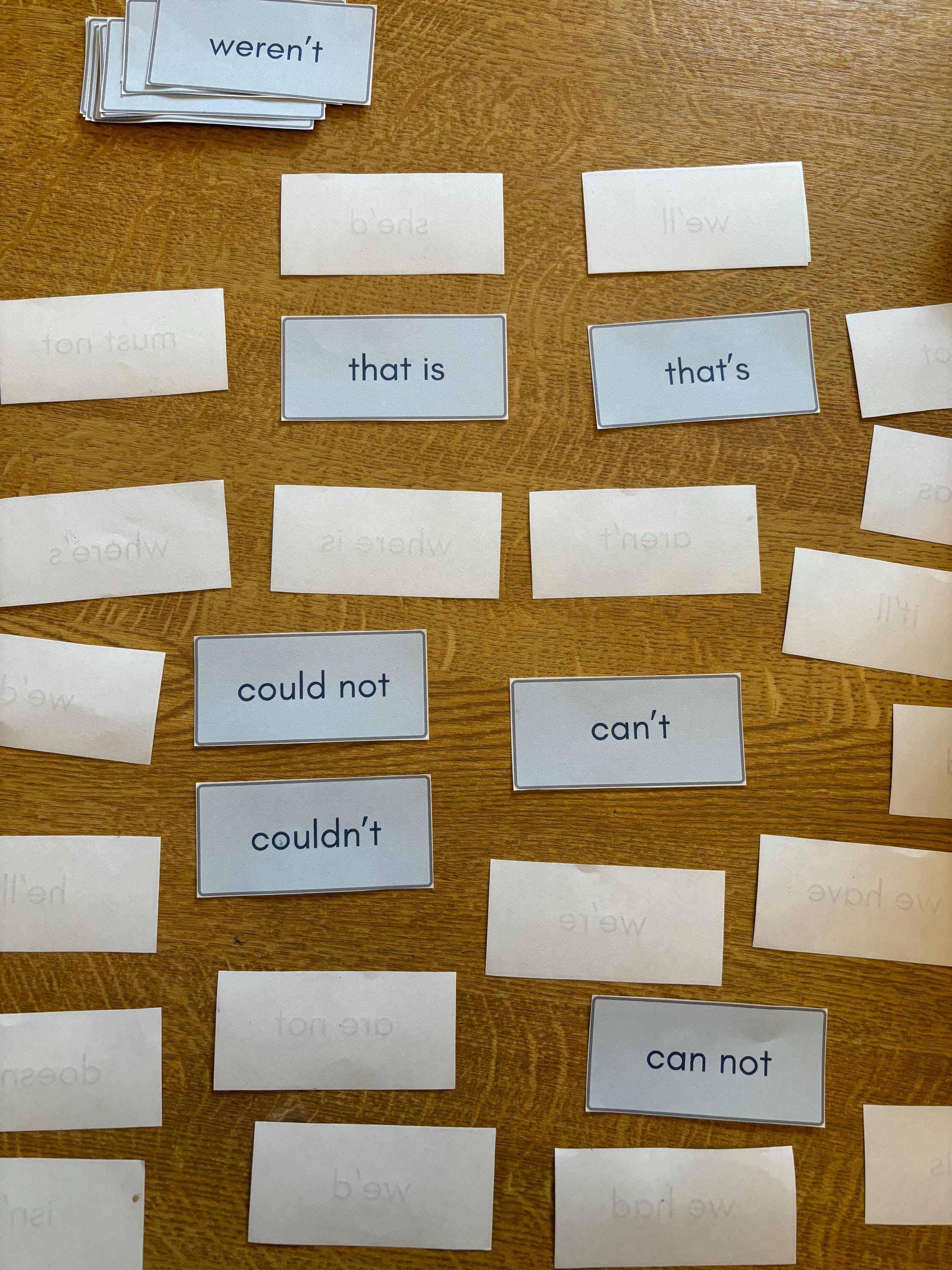 English Grammar Skills Made Fun, Contraction Matching Flashcard Game ...