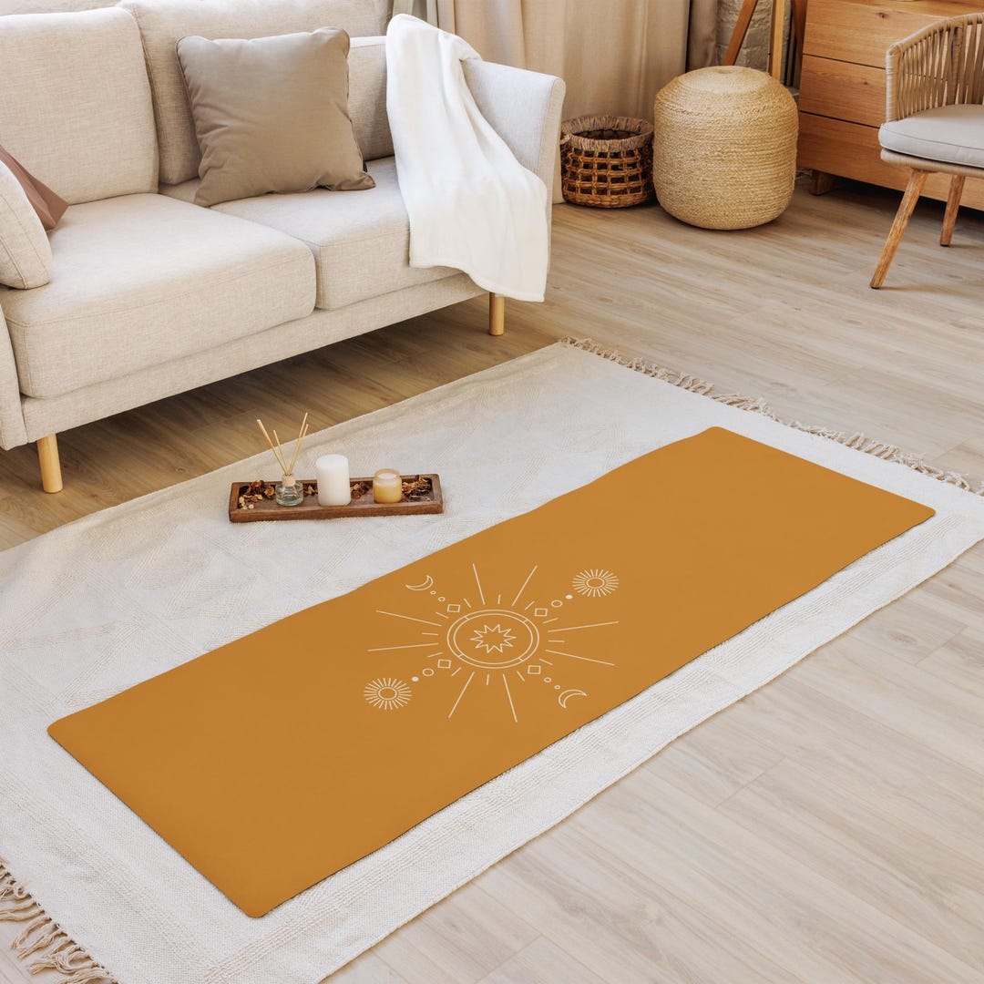 Celestial Yoga Mat | Sun and Moon Phase Yoga Mat | Chakra and Mandala ...