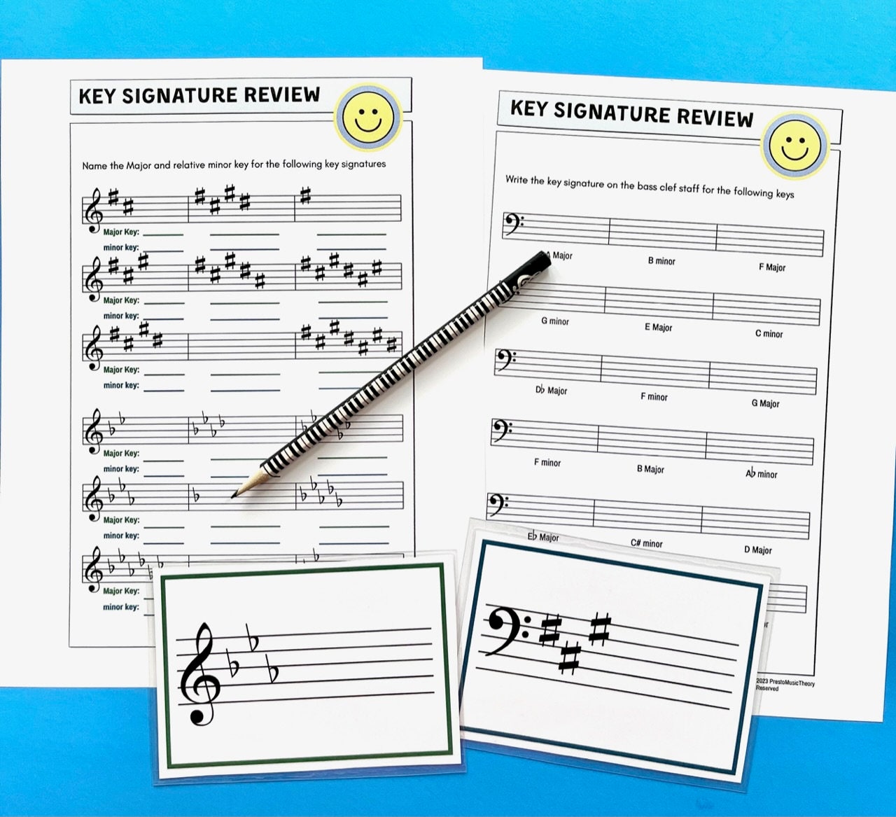 Key Signature Flashcards and Key Signature Worksheets, Major and Minor ...