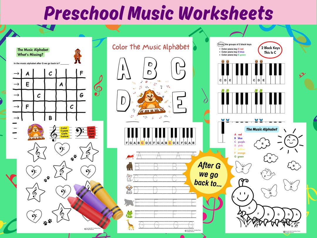 Preschool Music Worksheets, Preschool Piano Lessons, Preschool Theory ...