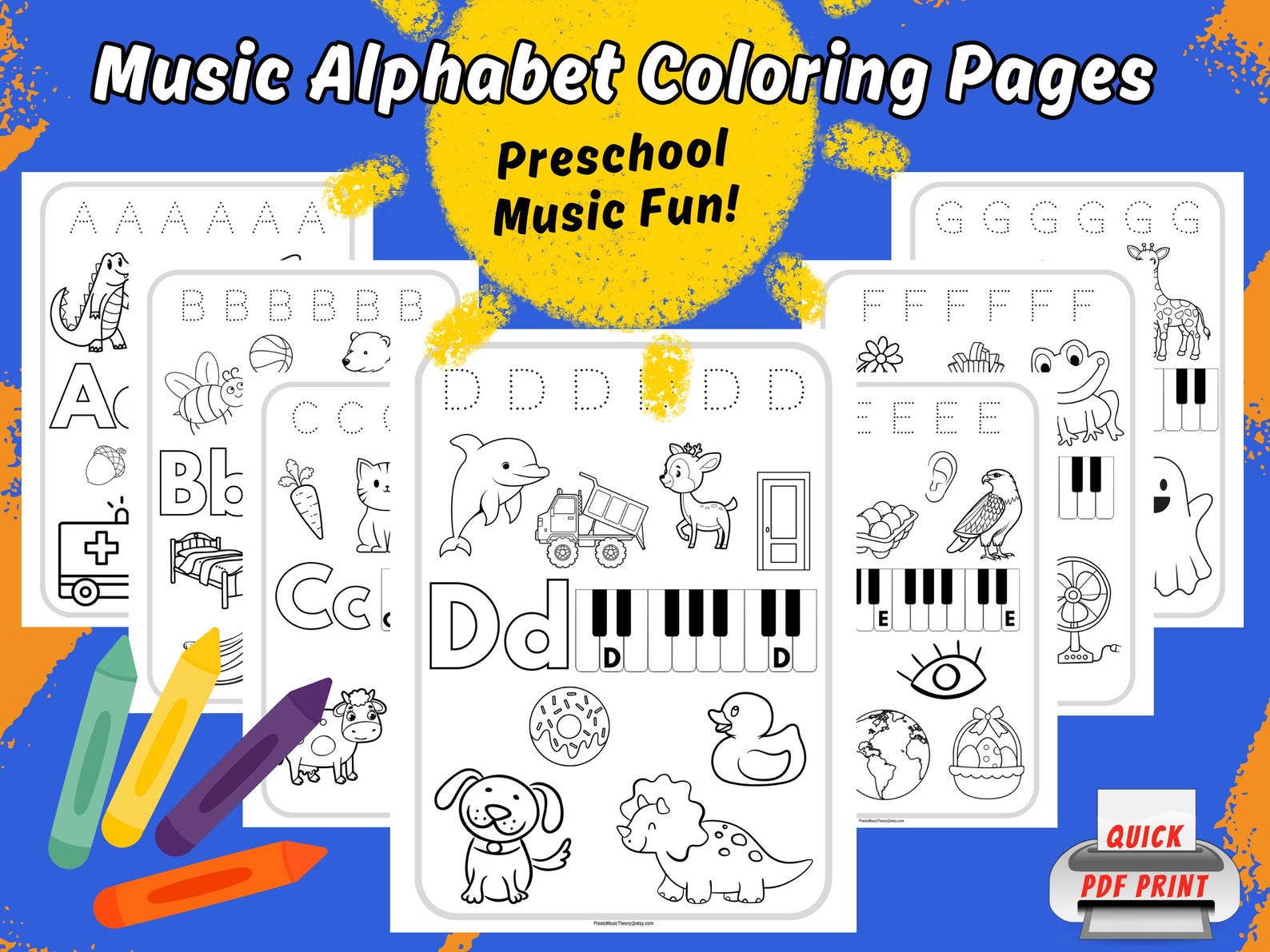 Music Alphabet Coloring Pages, Preschool Music Worksheets, Music ...