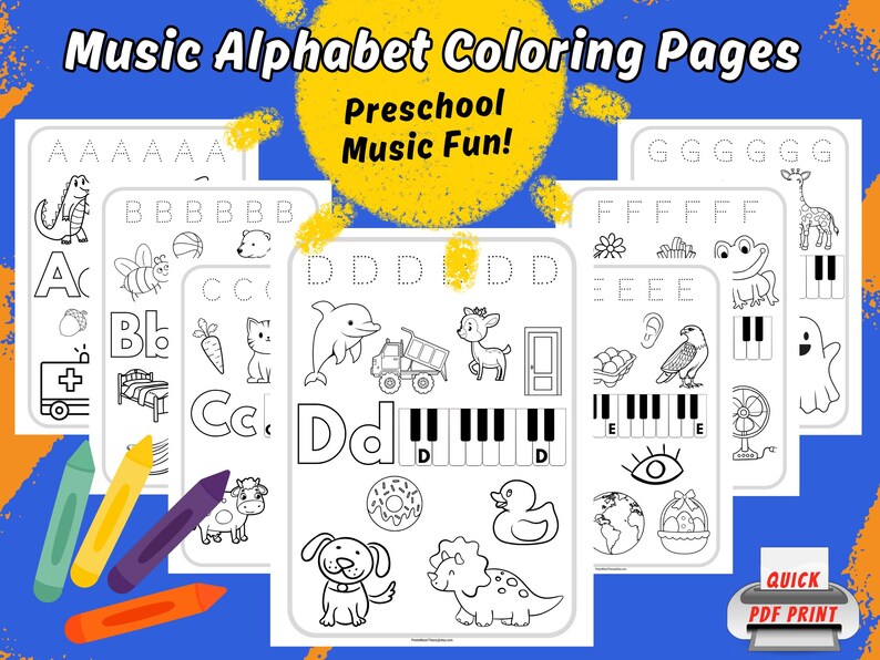 Music Alphabet Coloring Pages, Preschool Music Worksheets, Music ...