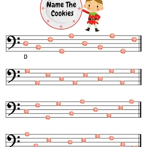 Christmas Music Worksheets, Treble and Bass Clef Note Names, Color by ...