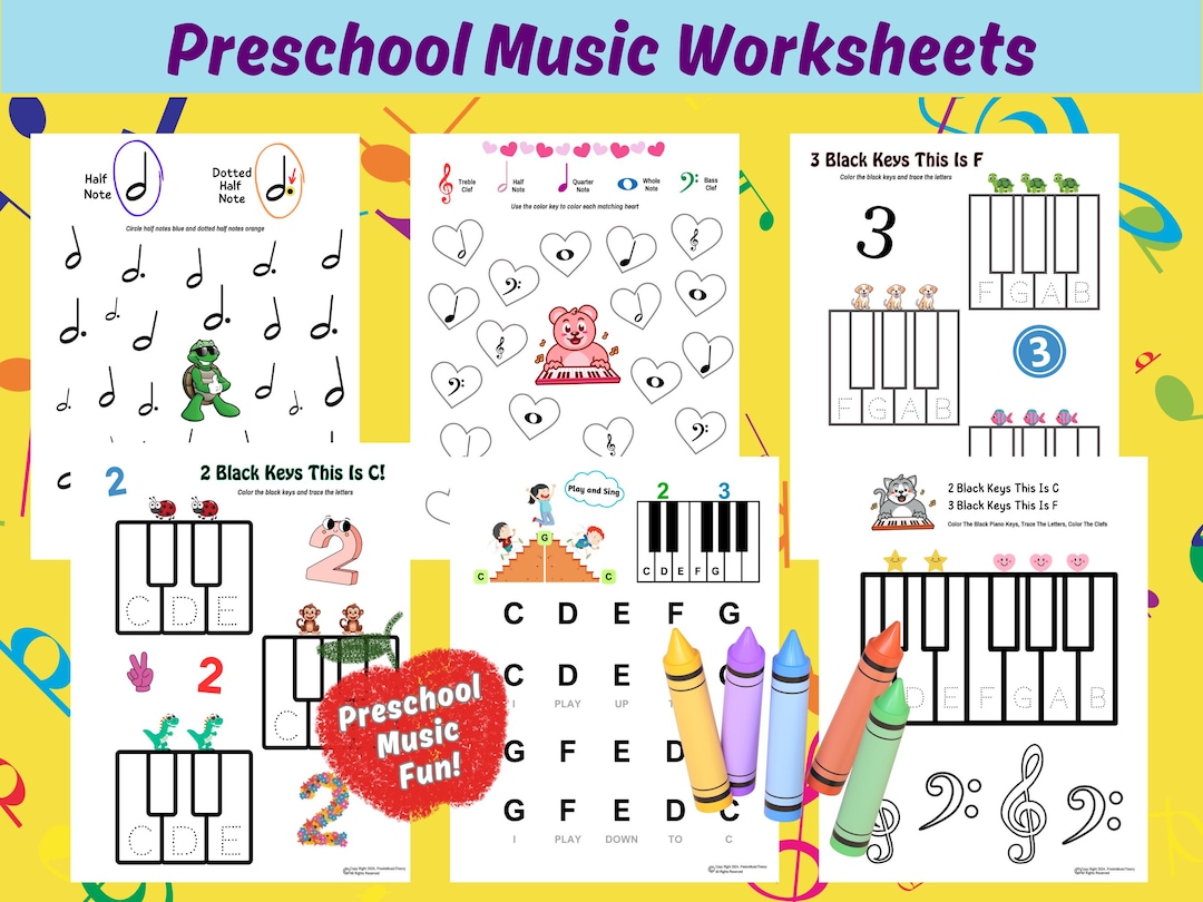 Preschool Music Worksheets, Preschool Piano, Preschool Piano Theory ...