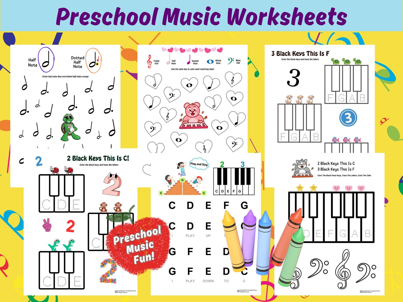 Preschool Music Worksheets, Preschool Piano, Preschool Piano Theory ...