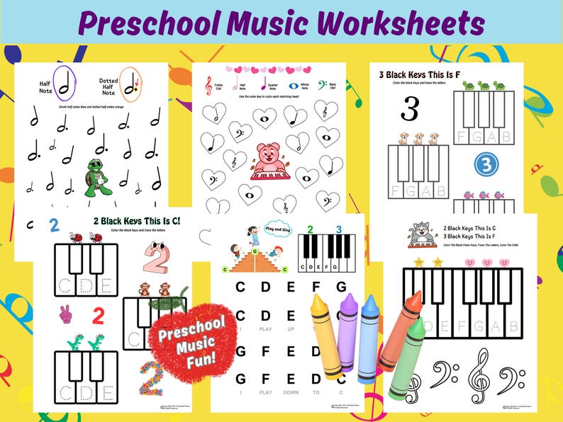 Preschool Music Worksheets, Preschool Piano, Preschool Piano Theory ...