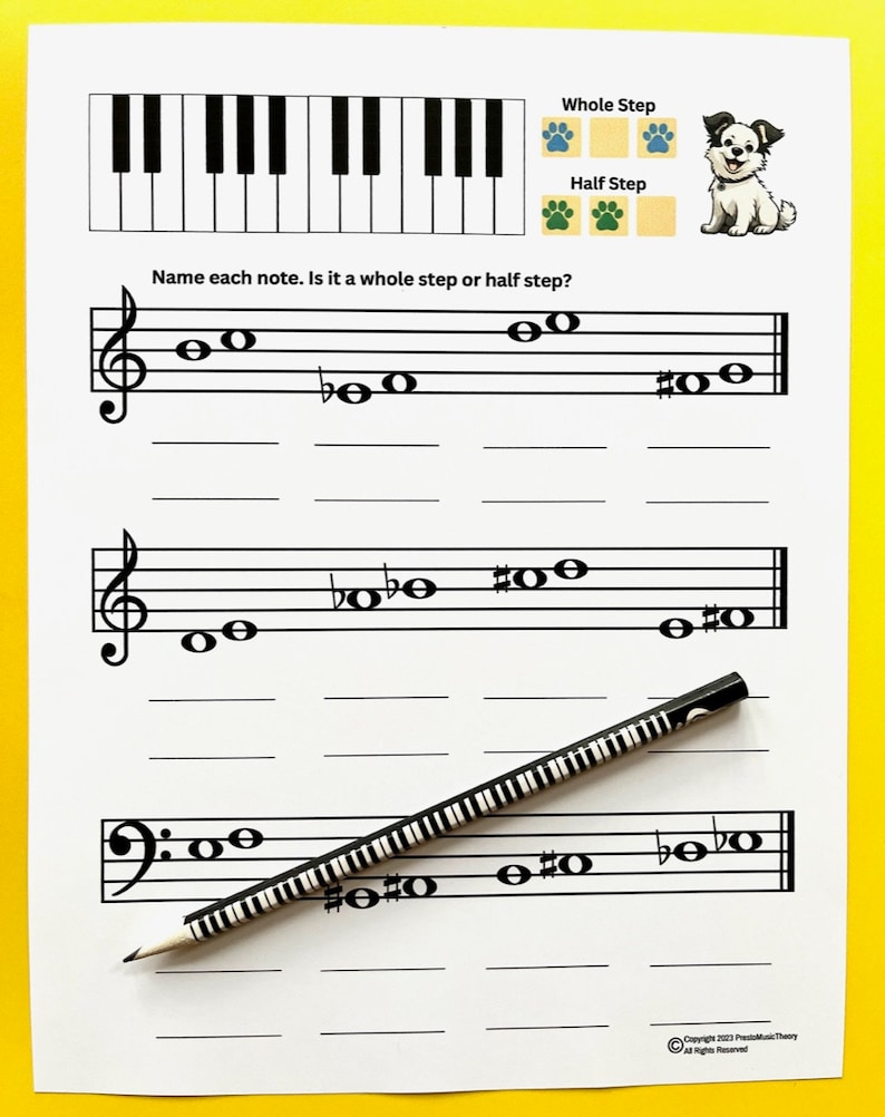 Whole Step and Half Step, Step and Skip, Piano Semitone and Whole Tone ...