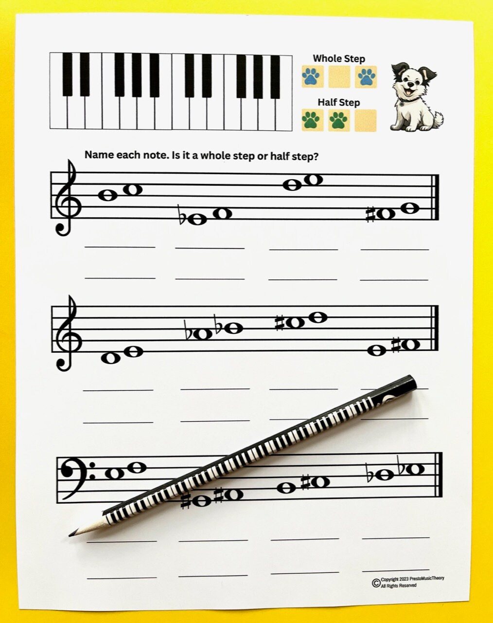 Whole Step and Half Step, Step and Skip, Piano Semitone and Whole Tone ...
