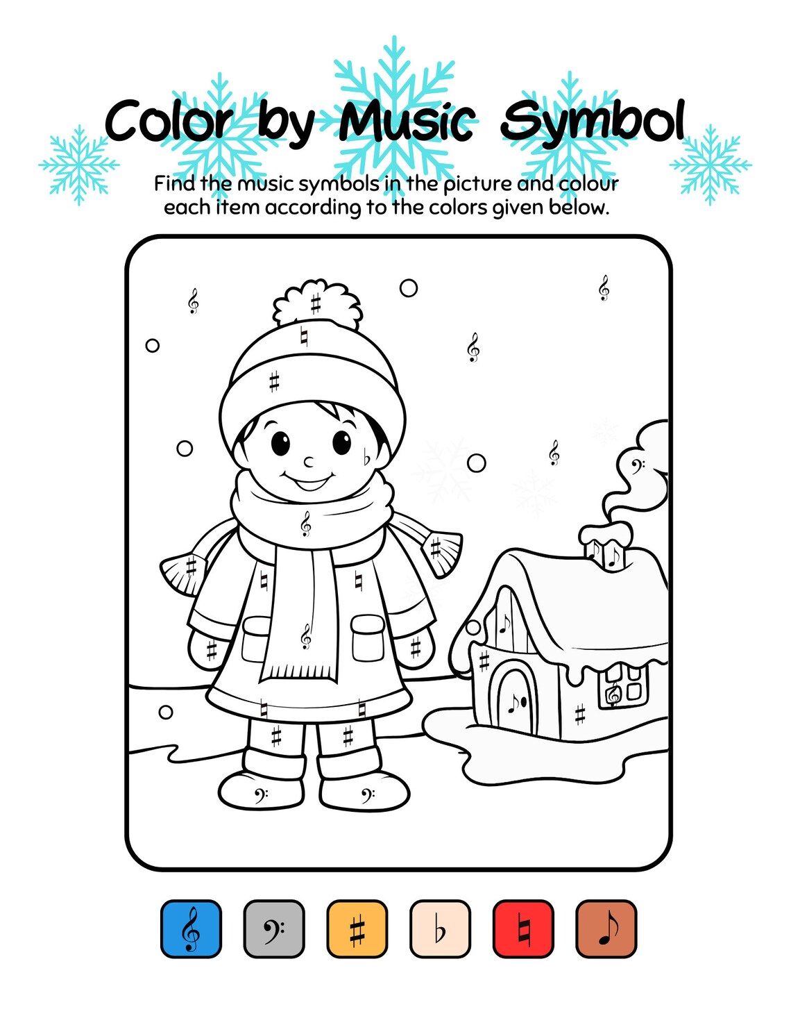 Christmas Music Worksheets, Treble and Bass Clef Note Names, Color by ...