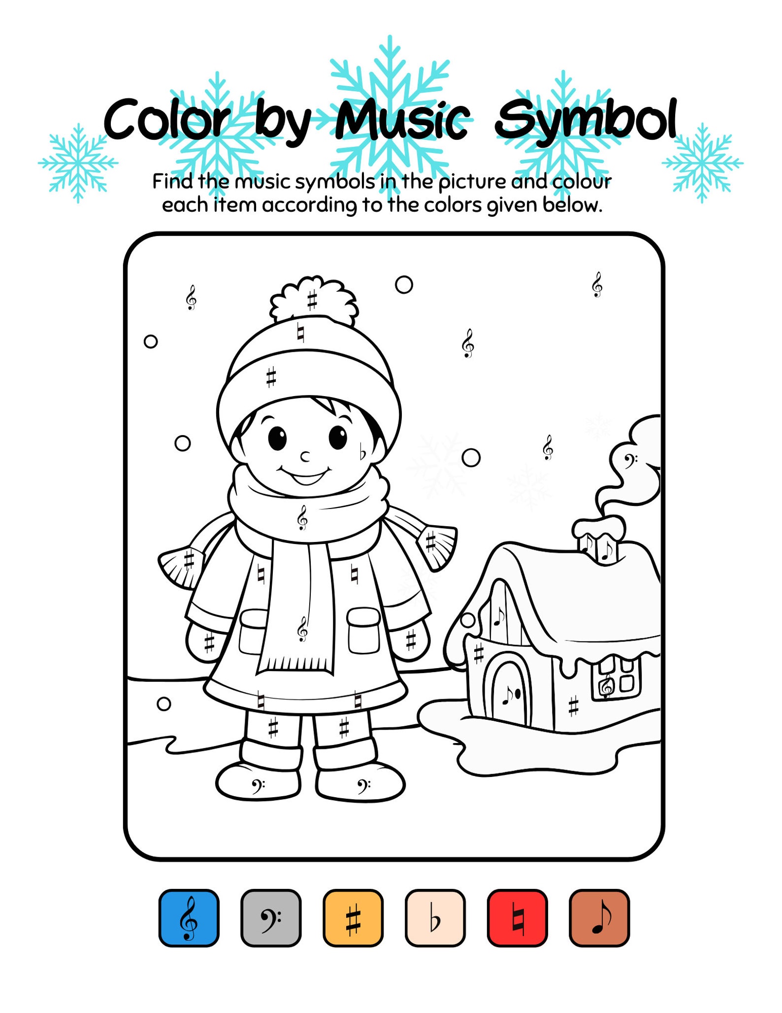 Christmas Music Worksheets, Treble and Bass Clef Note Names, Color by ...