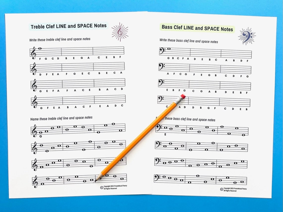Music Note Names, Note Reading, Treble and Bass Clef Lines and Spaces ...