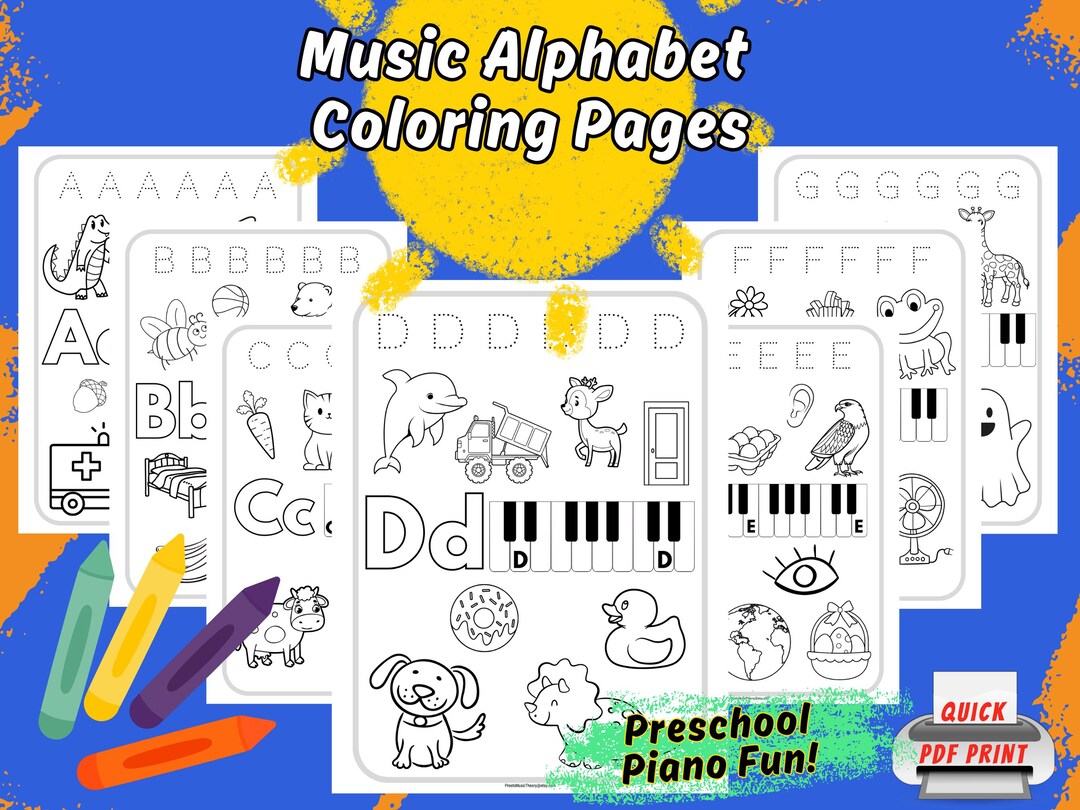 Music Alphabet Coloring Pages, Preschool Music Worksheets, Music ...