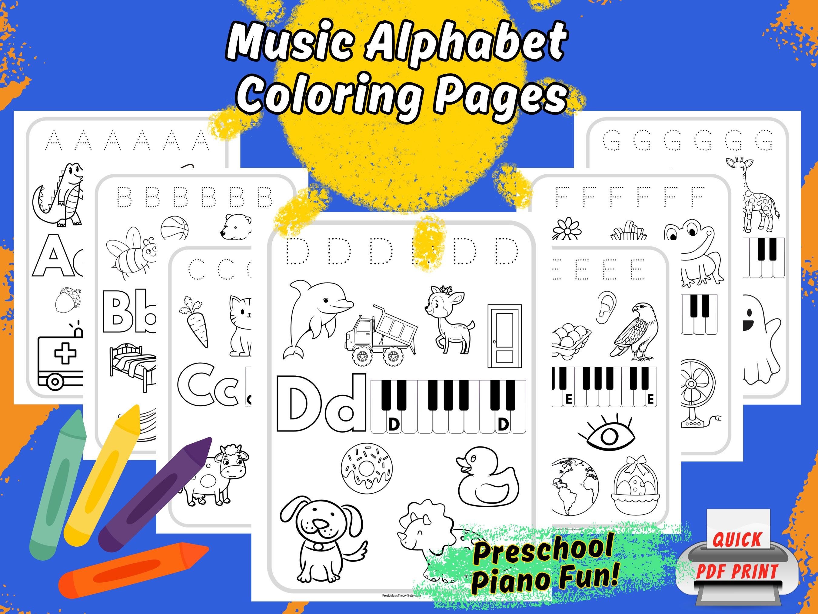Music Alphabet Coloring Pages, Preschool Music Worksheets, Music ...