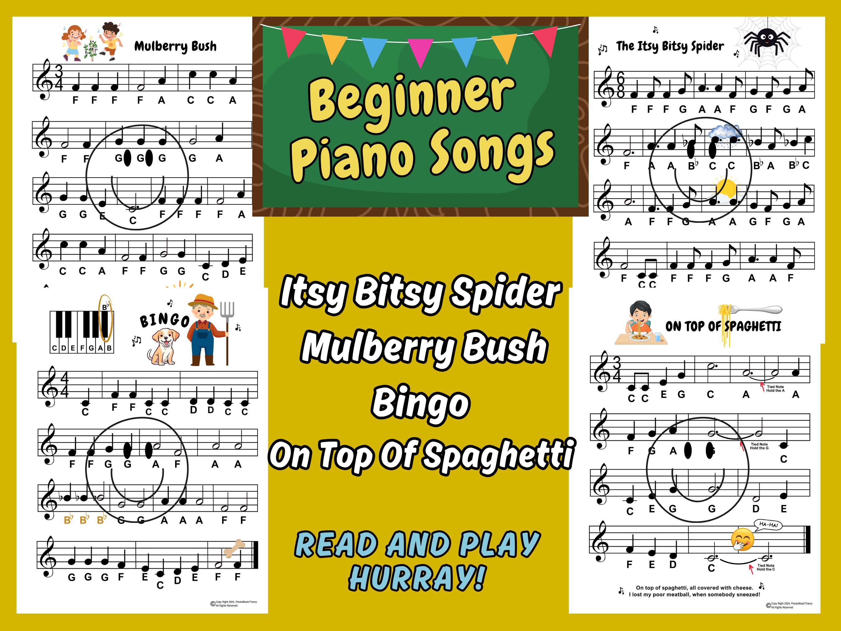 Beginner Piano Songs, Preschool Piano Music, Easy Piano Music, Piano ...