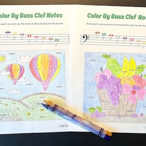 Color by Note Treble Clef and Bass Clef, Music Theory Fun, Piano Lesson ...