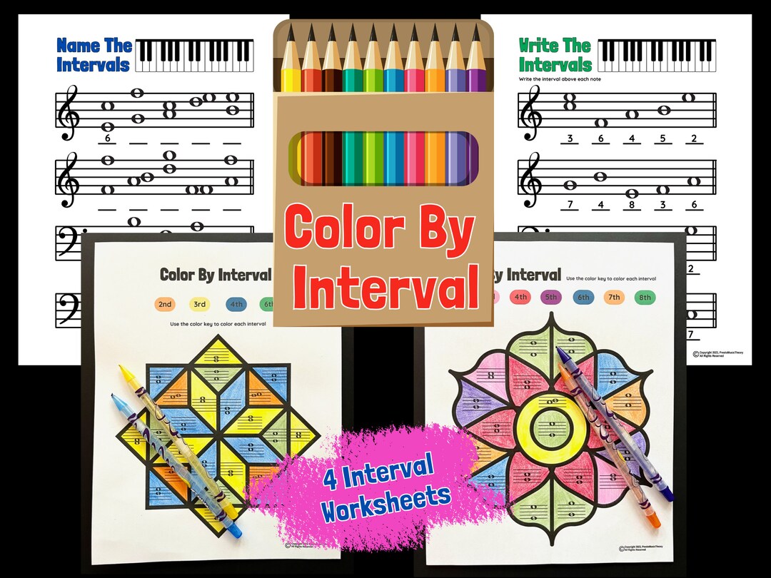 Intervals, Color by Interval, Interval Worksheets, Music Intervals ...