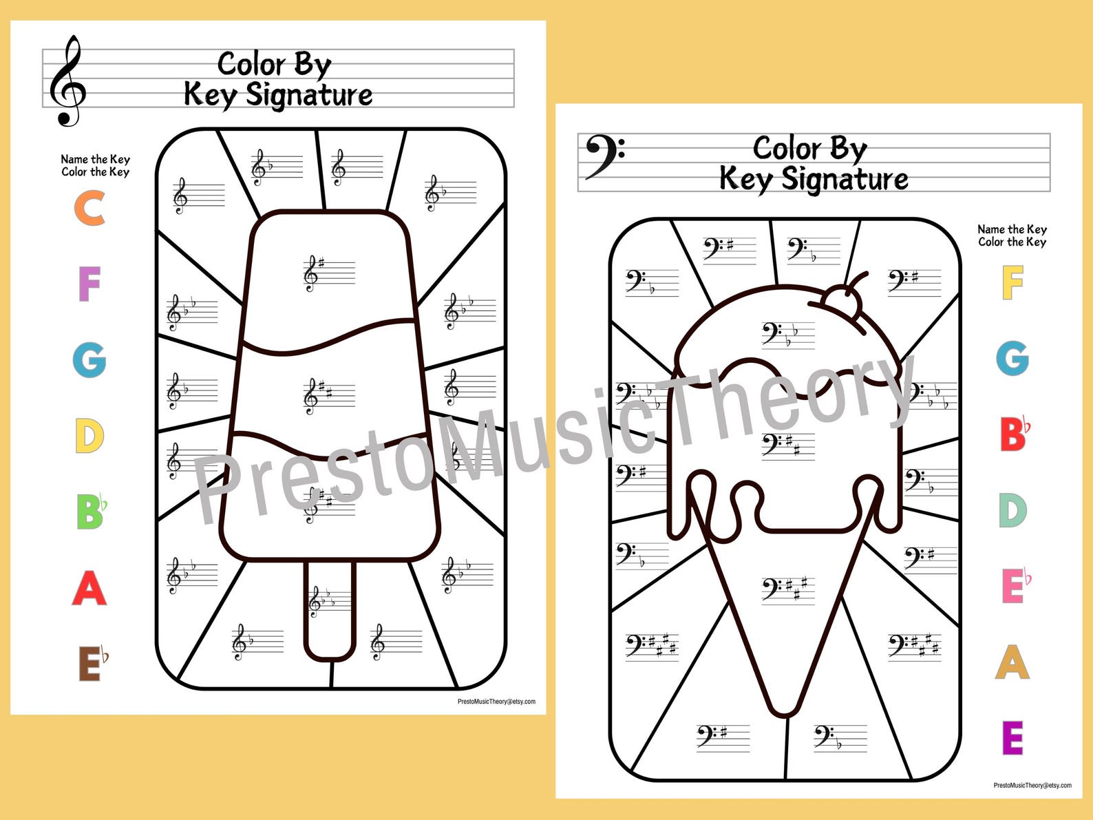 Color by Key Signature, Key Signature Coloring Pages, Key Signature ...